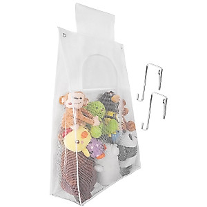 ALYER Hanging Mesh Laundry Hamper with Big Opening,Over The Door Toy Storage Bag with Bottom Zipper,Two Hanging Options Available(White)