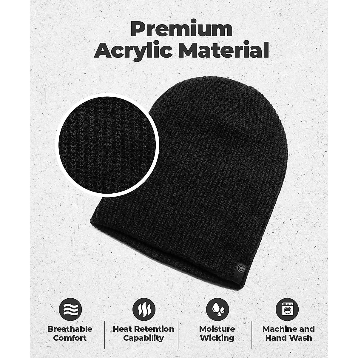 Revony Long Ribbed Beanie - Soft, Warm & Cozy - Perfect Winter Beanie for Men & Women Black