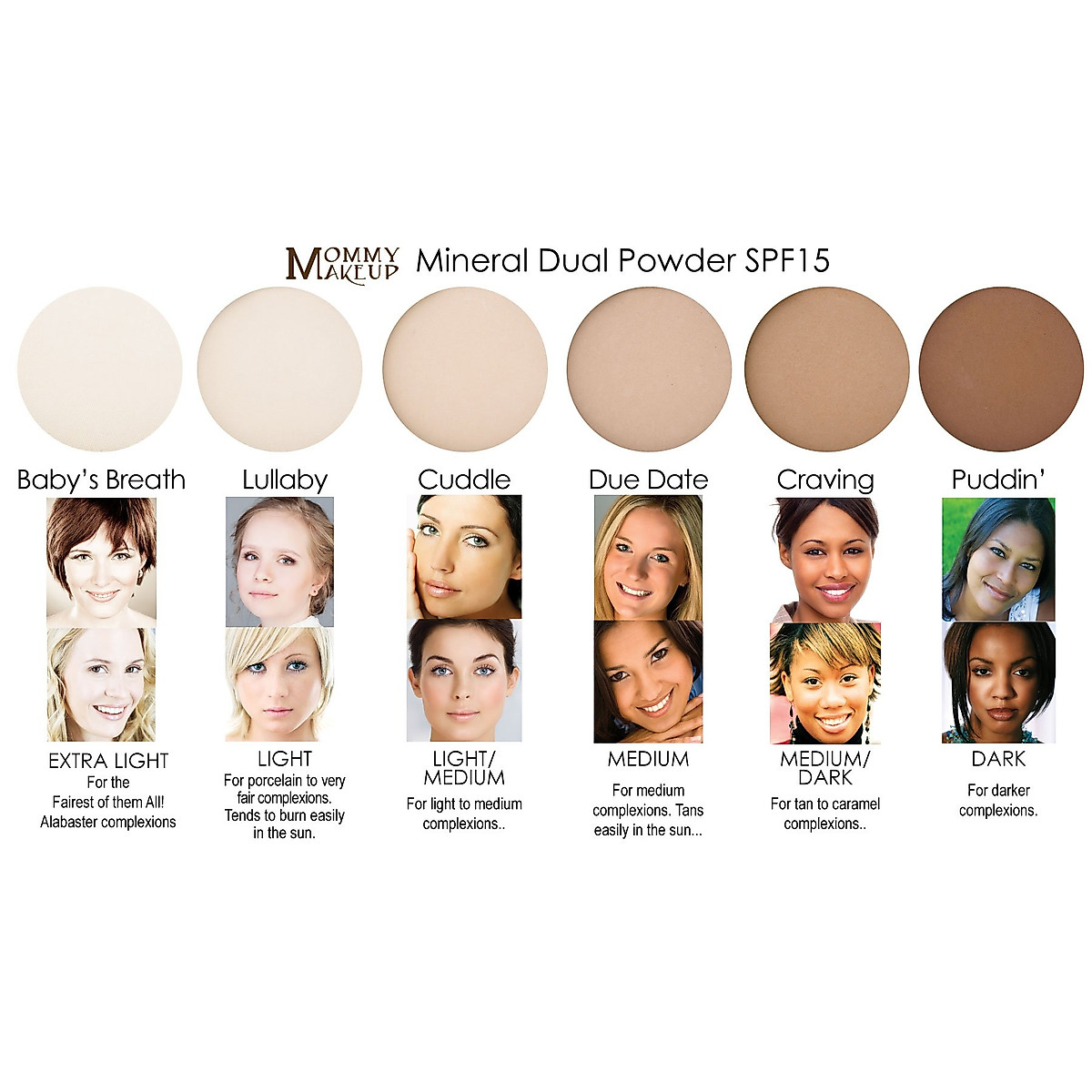 Mineral Dual Powder - 4-in-1 Pressed Mineral Foundation with SPF 15 for Flawless Glow - Oil-Free, Talc-Free, Gluten-Free, 0.45 oz (Lullaby - Light) by Mommy Makeup