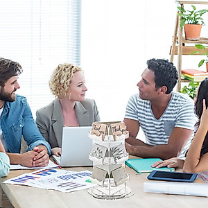 Spiareal Spinning Clear Business Card Holder Holds 3.5" x 2" Appointment Cards Rotating Display Stand Acrylic Stand 3 Tier Brochure Display Holder for Office Supply Home Desk(5.9 x 9.8 Inch)