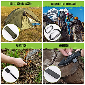 WORKPRO Camping Hatchet & Machete with Sheath, Camping Axe and Fixed Blade Hunting Knives with Paracord Handle, Headlamp, Flint, Camping Tool Set for Outdoor Hunting Survival