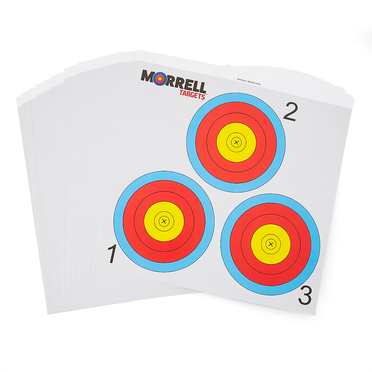 Morrell Targets 17 Inch Archery NFAA Official Size 3 Spot Card Stock Paper Training Target Face Set, 100 Count Pack, No FPS Rating Archery Target