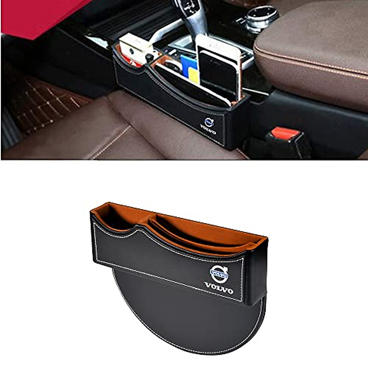 NEEARI Suitable for Volvo S60 V60 S90 V90 XC40 XC60 XC90 Seat Gap Filler, Console Organizer, Car Pocket, Seat Catcher, Interior Accessories Seat Crevice Storage Box (black)