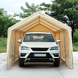 CARMOR Portable Carport Canopy 10x20 | Heavy Duty Portable Garage | Car Tent with Sidewalls and Windows | Car Canopy Tent 10x20 with Rolling Curtain and Doors | Car Port for Boat Storage & Party