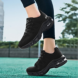 SURRAY Women's Air Running Shoes Walking Tennis Sneakers Athletic Fashion Breathable Sport Gym Shoes Black(US8)