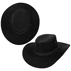 Janmercy 6 Sets Cowboy Hat and Paisley Bandana DIY Cowgirl Hat for Women Men Halloween Costume Party Hat(Black, White, Curved)