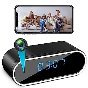 Pomocuty Hidden Camera Clock WiFi Mini Spy Cameras with Video Wireless Small Nanny Cams HD 1080P Indoor Camera for Home/Office Security