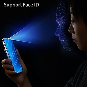2 PCS Anti-Blue Privacy Tempered Glass Mirror Anti-Spy Screen Protector Anti-Peeping Film Compatible with iPhone 14 Plus /iPhone 13 Pro Max, 6.7 inch Electroplated 9H Hardness Anti-scratch (Blue)