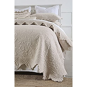 Brandream 6PC Cotton Quilt Bedding Set Queen King Size Cotton Queen Size Bedspreads Scalloped Farmhouse Quilts Set