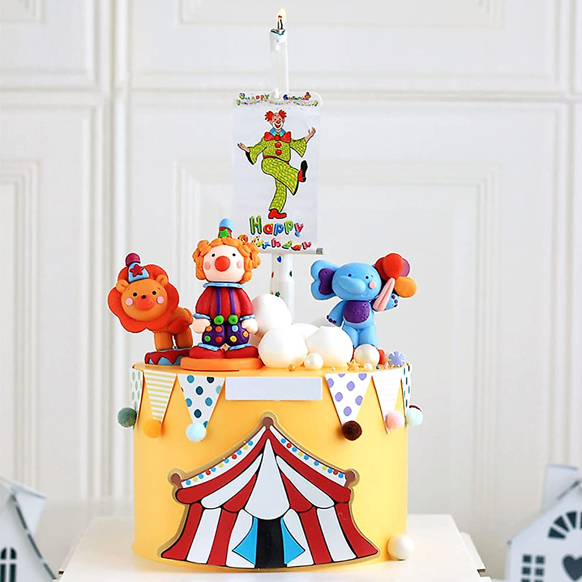 Pop Up Surprise Banner Candle, Circus Carnival Clown Cake Cupcake Candle, Clown Banner Birthday Candle for Party Supplies - 1 Pcs