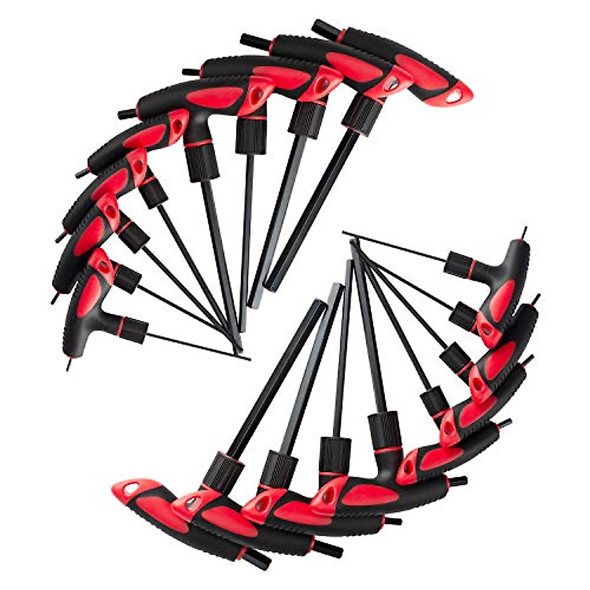 Lichamp T-Handle Allen Wrench Set, 16 Pieces, SAE and Metric Sizes, Ergonomic Design, High-Grade Steel