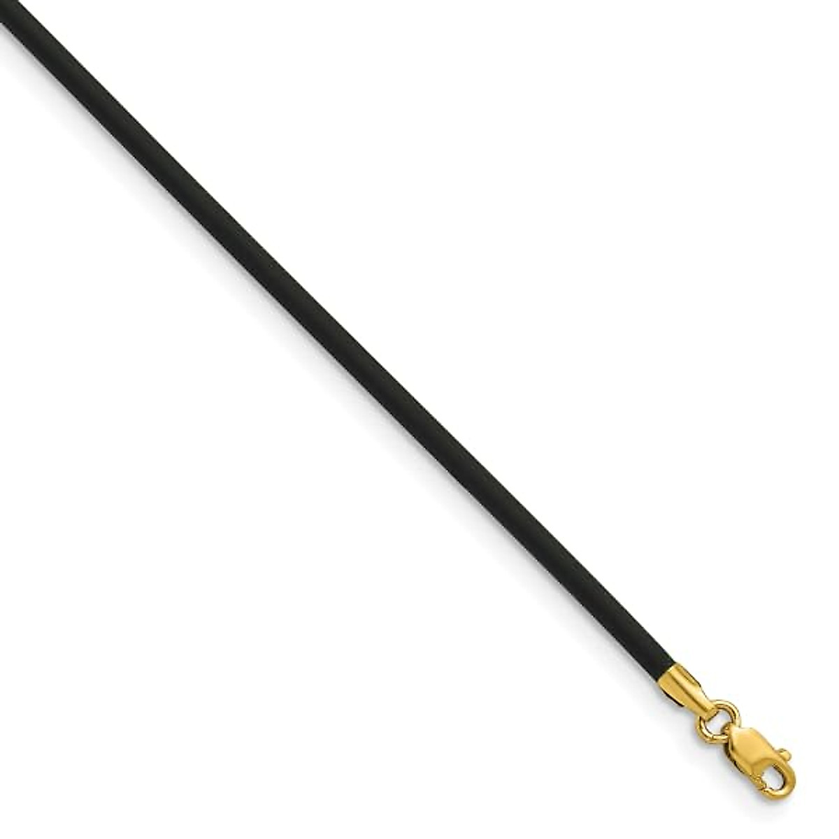 14k Yellow Gold 2mm 20 Inch Black Rubber Cord Chain Necklace Pendant Charm Leather Fine Jewelry For Women Gifts For Her