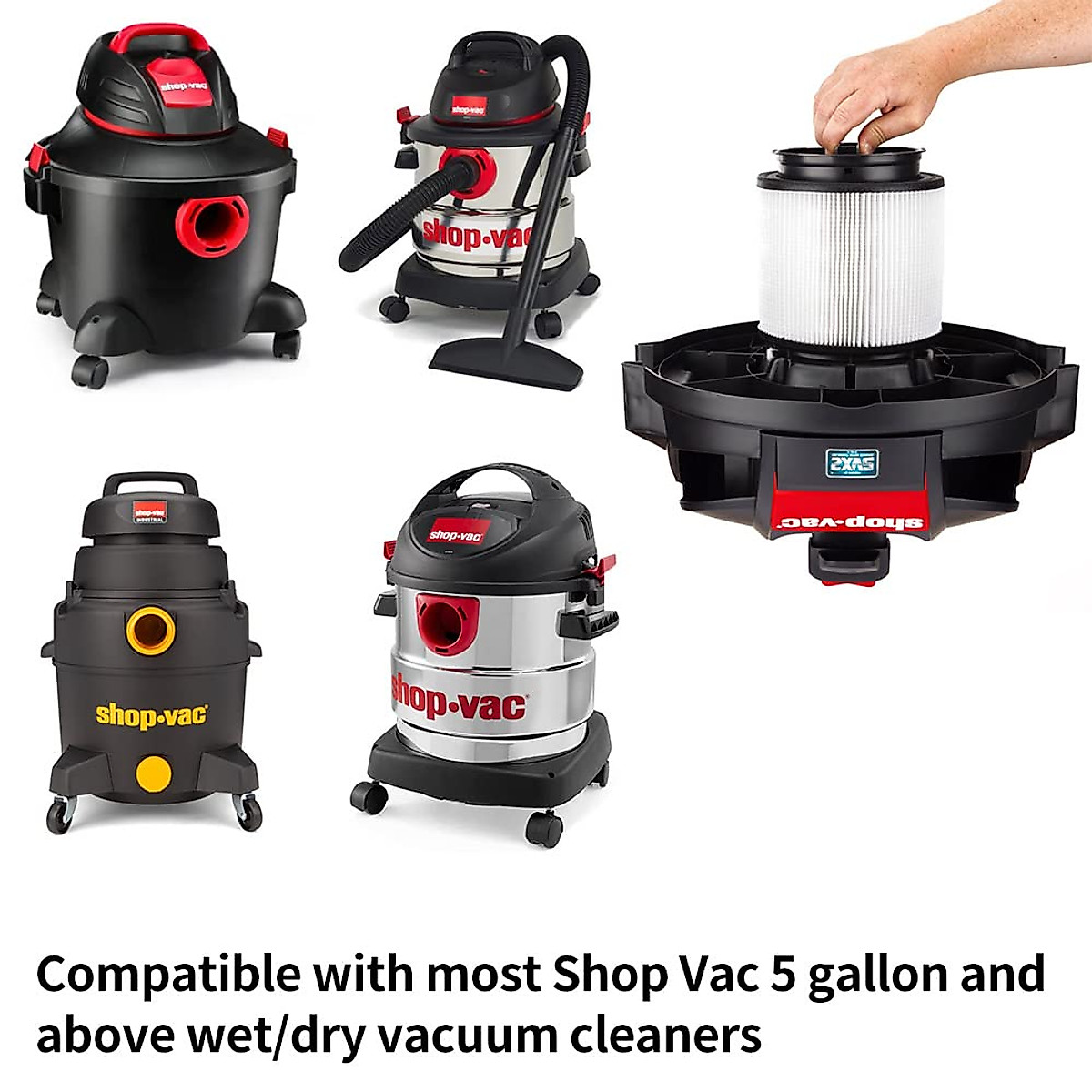 90304 Replacement HEPA Cartridge Filters with Lid, Compatible with Shop-Vac Shop Vac 90304, 90350, 90333, 903-04-00, 9030400, 90585 5 Gallon and Above Wet Dry Vacuum Cleaners, 2 Pack