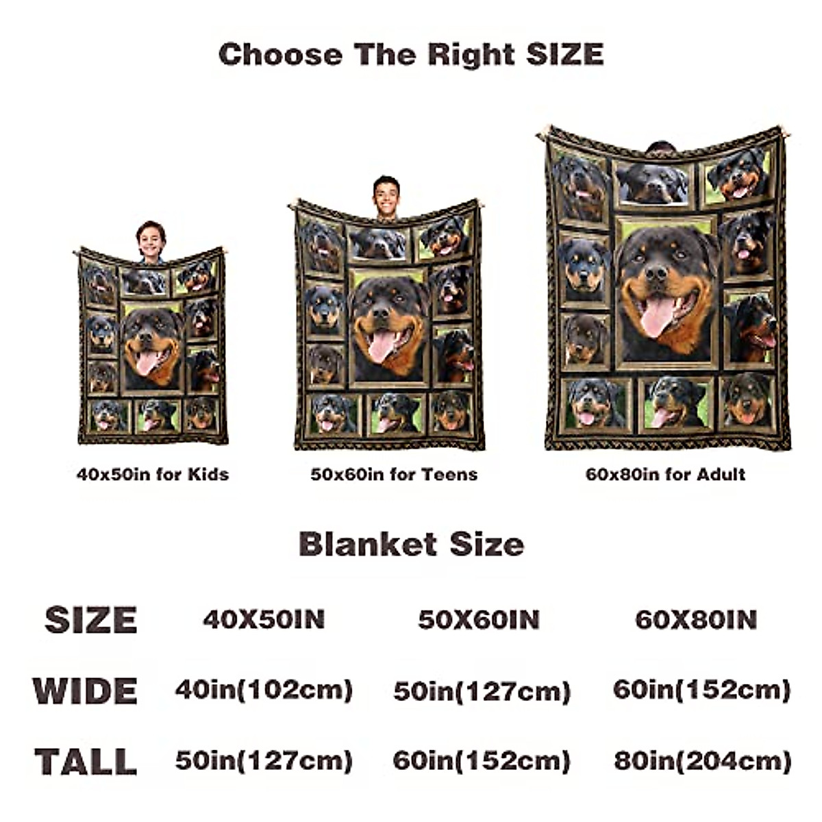 Rottweiler Blanket for Women Men, Rottweiler Gifts for Rottweiler Dog Lover, Super Soft Fuzzy Dog Throw Blanket Rottweiler Decor Plush Gift for Birthday Christmas 60x80 inch