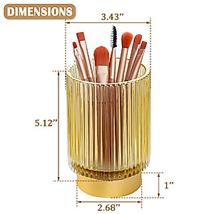 WHJY Makeup Brush Holder Lipstick Organizer Cosmetic Organizer, 5 inch Clear Yellow Crystal Lipgloss Organizers for Vanity