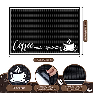 DOZARMOTA Coffee Bar Mat for Spill-proof, Dish Drying Mat, Coffee Bar Accessories for Coffee Station, Self Serve Coffee Maker Decor Mat, Bars Rubber Backed Non-slip Pot Mat 18x12 Inch