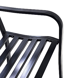 Wenst'sKufAN 50" Patio Garden Bench Park Patio Yard Furniture Decor Powder-Coated Cast Iron Black