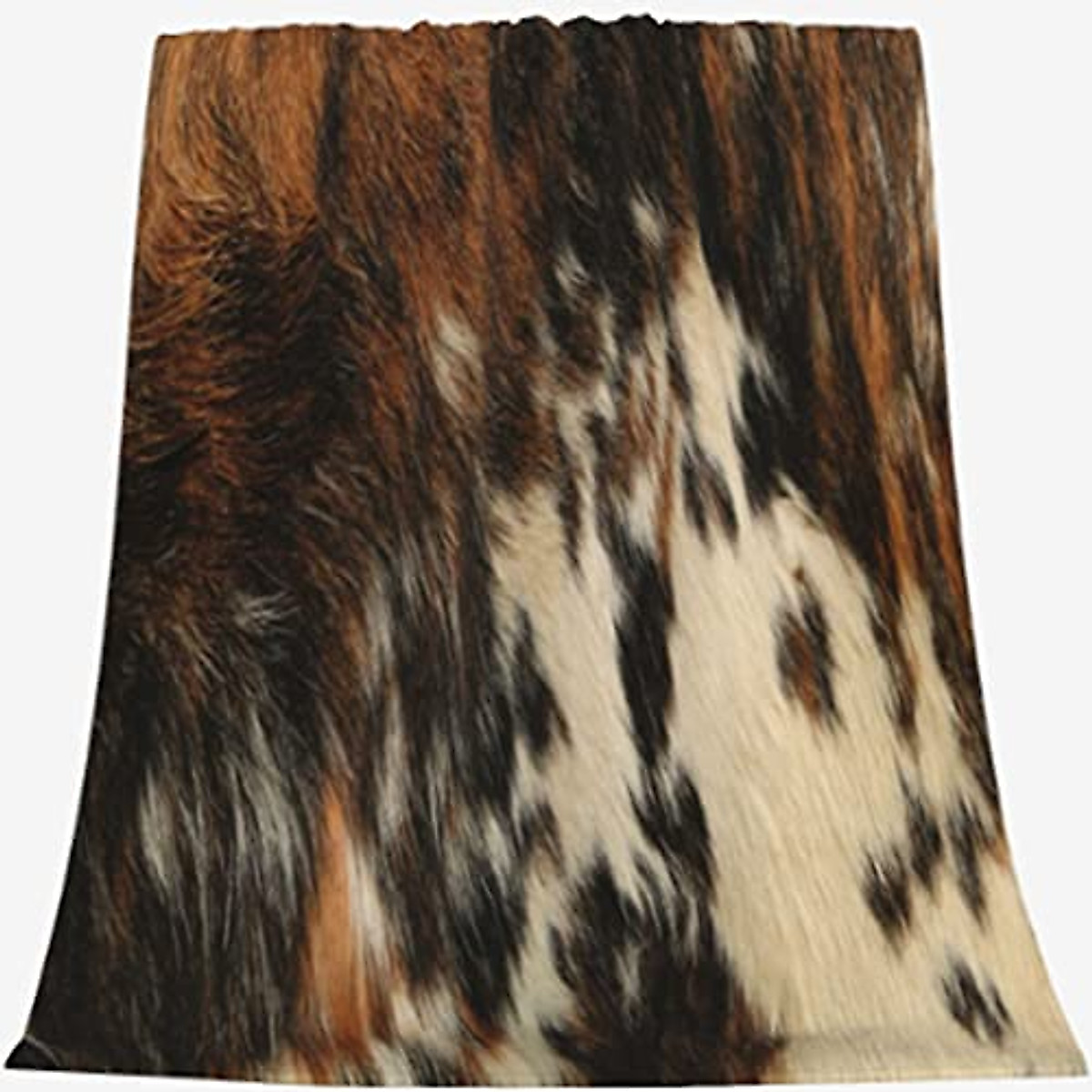 Cow Skin Print Cowhide Throw Blanket All Season Brown Black Flannal Plush Warm Animal Skin Blankets Lightweight Soft Fuzzy Throws Blanket for Bed Sofa Couch Travel 80"x60"