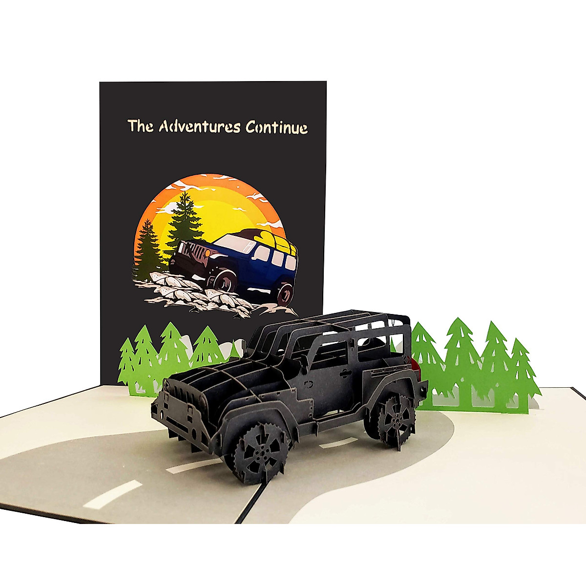 iGifts And Cards Adventure Awaits Jeep 3D Pop Up Greeting Card - Happy Birthday, Congratulations, Fathers Day Gift, Retirement, Exciting, Cool Journey, Cheerful, Fun, Mountain, New Journey