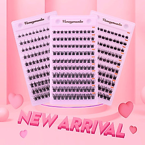 Lash Clusters DIY Eyelash Extension 110 Cluster Lashes D Curl Individual Lashes Extension Wispy Eyelash Clusters Extension Mixed Length Soft Band Reusable Lash Extension DIY at Home (VM05, D-8-16MIX)