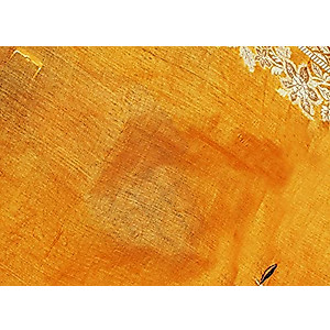 Peegli Vintage 100% Pure Silk Saree Yellow Woven Dress Making Fabric DIY Craft Sari