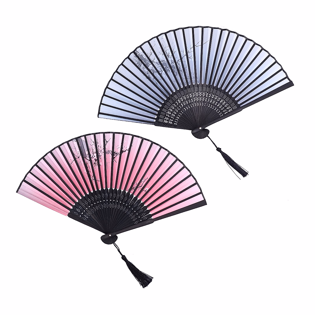 Natudeco Plum Blossom Pattern Bamboo Fan Chinese Classical Style Folding Fan Elegant Handheld Jewelry for Gifts Photography Wedding