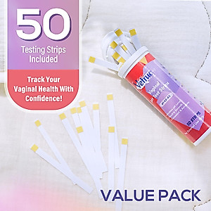 Vaginal pH Test Strips for Women, Convenient Testing Solution for Assessing and Maintaining Optimum Feminine Acidity and Alkalinity Balance, Quick Results & Easy-to-Use Home Monitoring (50pcs)