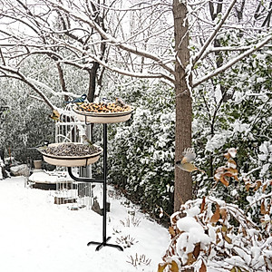 YALINKA Freestanding Birdbaths Bowl Outdoor, Free Standing Garden Bird Bath Bird Feeder & Bird Bath Bowl, Detachable Decoration Spa Birdfeeder for Garden Patio Yard Lawn, 4 Spiky Metal Stake (White)