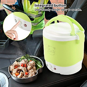 Small Rice Cooker,12v Portable Travel Rice Cooker For Car, Cooking Heating and Keeping Warm Function, Can be Used As a Electric Lunch Box(Green)