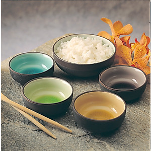 RSVP International Japanese Crackle Glaze Ceramic Bowl Set Dishwasher Safe, Multi-Use for Rice, Dipping Sauce, Soup, Ramen, Cereal, Serving or Soup, 3.125" Diameter, 4 Count