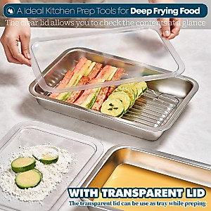 WAGENSTEIGER Stainless Steel Food Prep Container Set with Rack & Transparent Lid, Buffet Party Pan, Catering Pan, For Resting Meats & Oven Roasting, Marinating & Deep-Frying Prep Tools