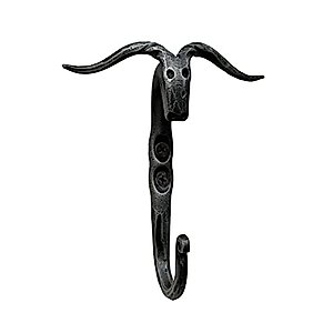 Hand Forged Animal Face Metal Hook Wrought Iron Wall Coat Hook Blacksmith Metal Wall Hooks Rack Handmade Rustic Wall Hook Home Classic Look Black Antique Finish Wall Hooks by Living Ideas
