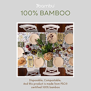 Bambu Pack of 25-9 Inch Disposable Bamboo Plates Fancy, Biodegradable Eco Friendly Products, Bamboo Disposable Plates for Party, Weddings, and Events, Great For Any Occasion, Compostable Plates