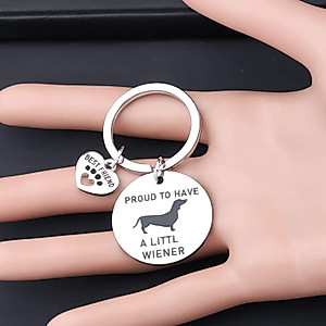 Lywjyb Birdgot Dachshund Gift Wiener Dog Gift Dog Mom Gift Dachshund Lovers Jewelry Proud to Have a Little Wiener Keychain Pet Dog Gift (Wiener dog ky)