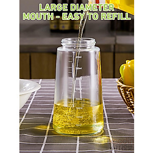 2 in 1 Oil Dispenser And Oil Sprayer for Kitchen, 2 in 1 Oil Sprayer Came With Some Stickers With Various Oil Labels, 420ml/14oz Oil Sprayer Perfect for Cooking, Air Fryer, BBQ, Baking, Salad - White