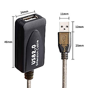 30FT USB Extension Cable, GGMTY USB 2.0 Type A Male to A Female Active Repeater Extension Cable 30ft, High Speed 480 Mbps