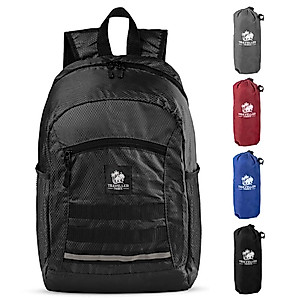 TRAVELLER TRIBES 20L Small Packable Daypack with Rain Cover, Lightweight Backpack for Men Women, Foldable Backpack for Travel, Outdoor, Hiking, Camping (Black)
