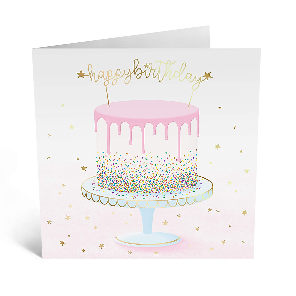 CENTRAL 23 — Cute Birthday Card for Her - Sparkle Cake - General Birthday Card for Women - Comes With Fun Stickers