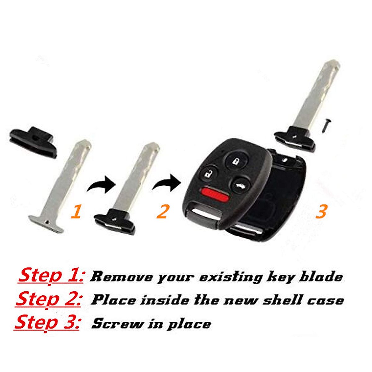 The Best 3+1 Buttons Replacement For Key Fob Shell Keyless Entry Remote Honda Key Fob Case With Screwdriver Fit For Honda 2008-2012 Accord 2006-2013 Civic EX 2009-2015 Pilot