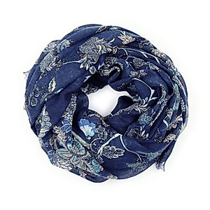 MIMOSITO Scarfs for Women Lightweight Floral Flower Fall Winter Fashion Wrap Shawl (Blue Floral)