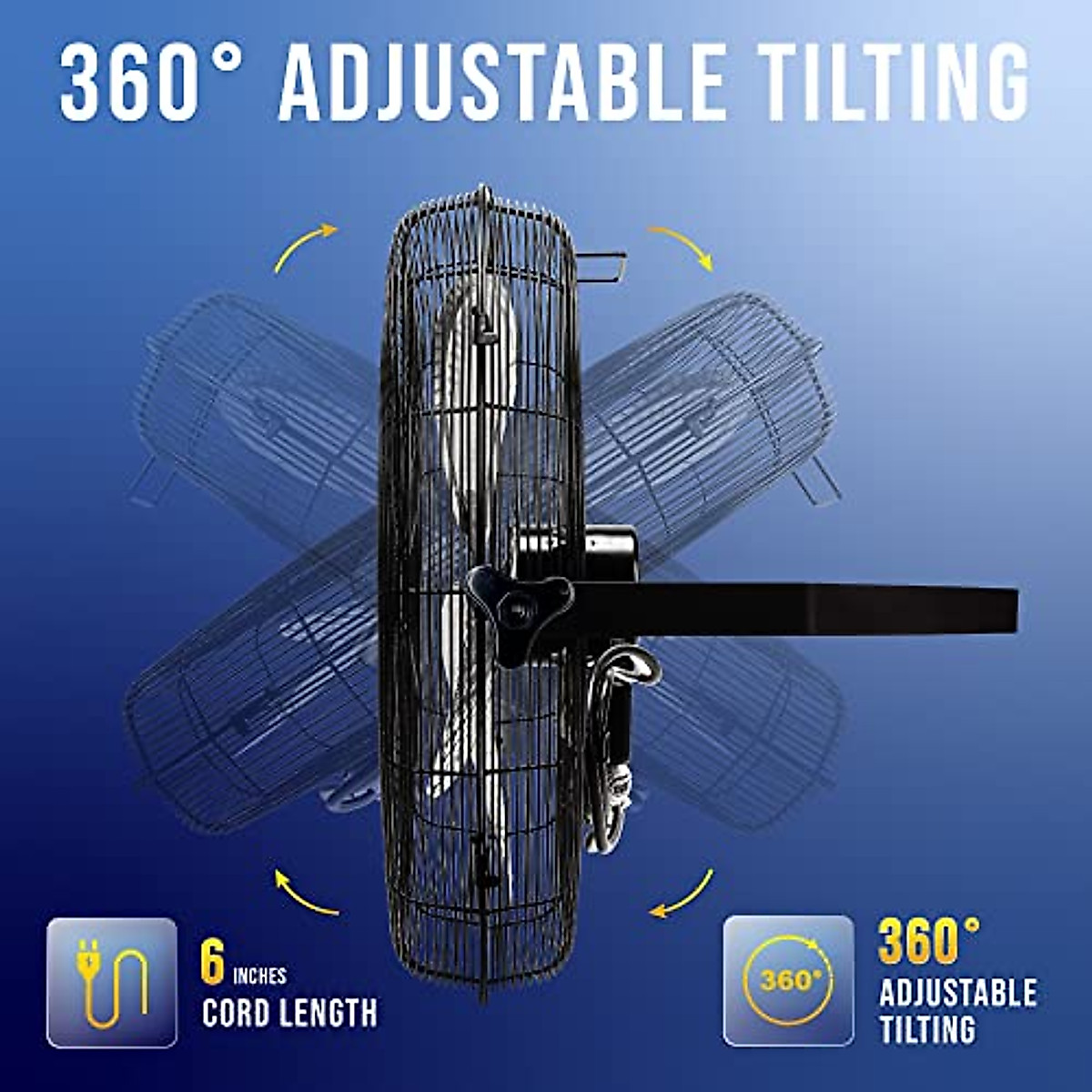 Tornado - 20 Inch High Velocity Industrial Wall Fan - 4750 CFM - 3 Speed - 6 FT Cord - Industrial, Commercial, Residential Use - UL Safety Listed
