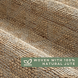 TOWN & COUNTRY TERRA Sol Interwoven Diamond Hand-Knotted Flatwoven 100% Natural Jute Runner Area Rug, Natural, 2'5"x7"