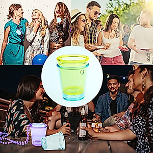 inheming 8 Pieces Christmas Shot Glass on Beaded Necklace, Plastic Colorful Clear Shot Cup Necklace, Bachelorette Party Team Groom and Bride Supplies for Birthday Wedding Festival Parade Favor