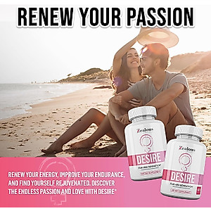 Zealous Nutrition Desire Female Enhancement Pills – 5X Natural Mood Booster for Women - Increase Energy, Vitality, PMS and Menopause Relief - Epimedium, Dong Quai, Ginseng, Ashwagandha (2 Pack)