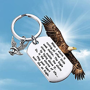 FUSTMW Eagle Gift for Scouts Keychain Scouts Leader Gift Court of Honor Gift (silver)