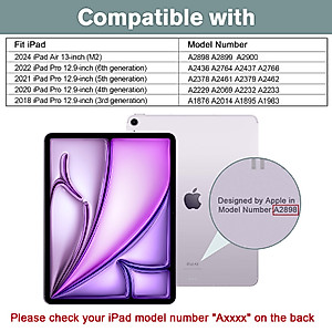 ProCase Smart Case for iPad Pro 12.9 2022/2021/2020/2018, Slim Stand Hard Back Shell Smart Cover for iPad Pro 12.9" 6th Gen/5th Gen/4th Gen/3rd Gen -Grey