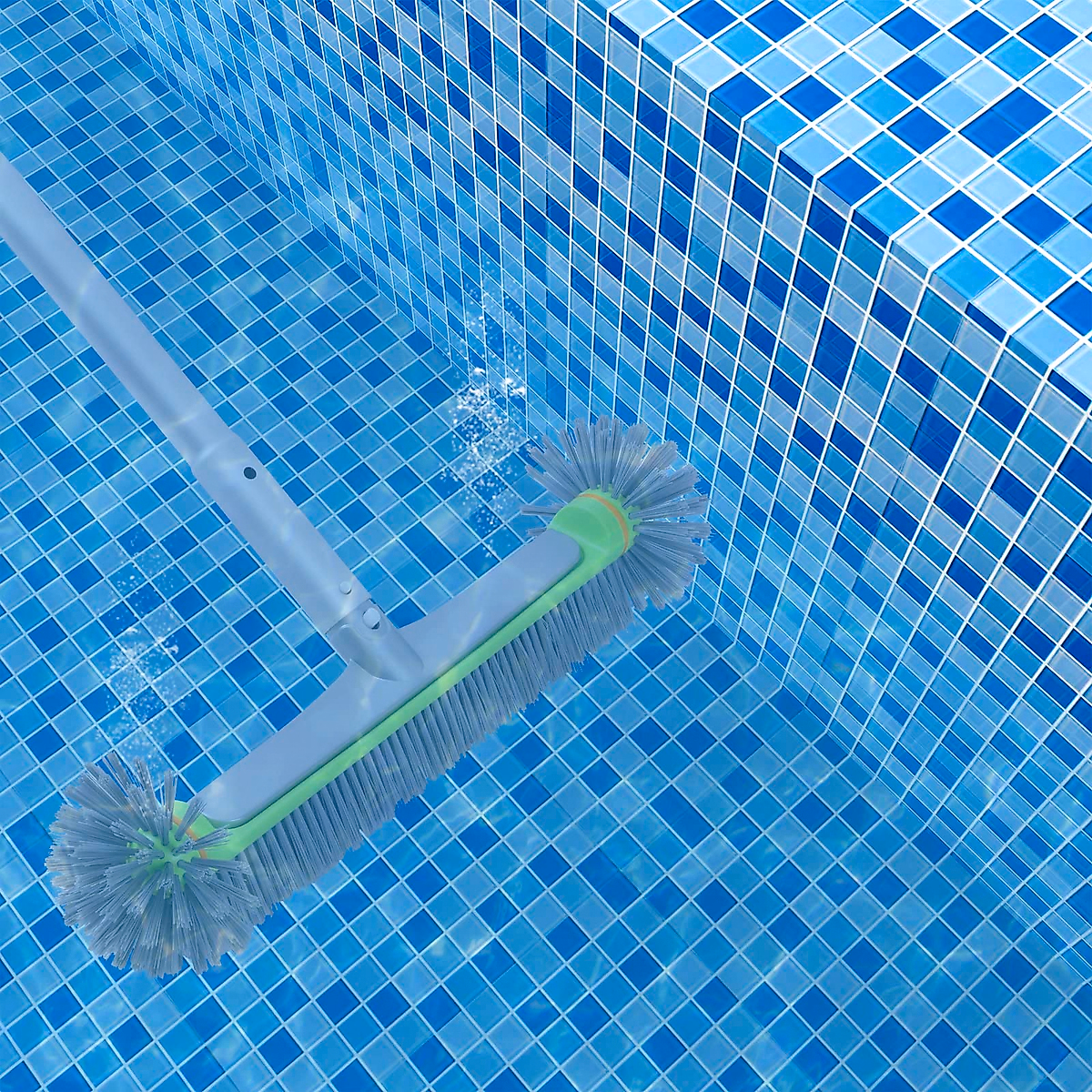 Sepetrel Pool Brush Head for Cleaning Pool Walls,Heavy Duty Inground/Above Ground Swimming Pool Round Scrub Brushes with Premium Strong Bristle & Reinforced Aluminium Back,Grey