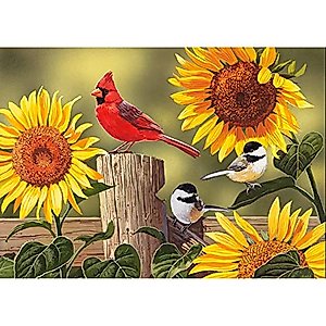 PHANTASYART Sunflower Diamond Painting Kits for Adults and Kids, Diamond Painting Sunflower Diamond Art Kits,5D Diamond Painting Art Sunflower Kits Diamond Art Songbirds for Home Wall Decor 12x16inch