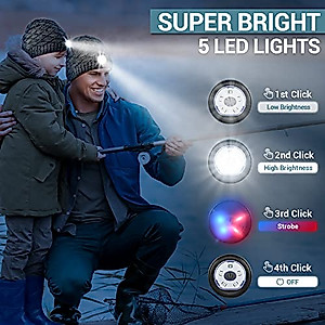 Christmas Stocking Stuffers Gifts for Men - LED Beanie Hat with Light Men Gifts Rechargeable Headlamp Cap for Women Winter Warm Knit Lighted Hats for Running Hunting Camping Cool Gadgets Dad Birthday