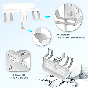 SWTOTK PS5 Wall Mount Kit with Charging Cable, 6-in-1 Playstation 5 (Disc & Digital) Metal Wall Stand with 2 Detachable Controller Hanging Bracket/Remote Box/Headset Hanger, w/Non-Slip Mat White